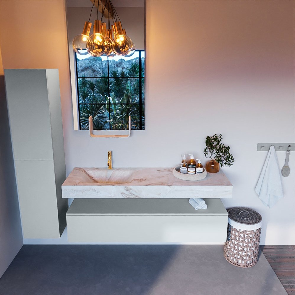 ALAN-DLUX 150cm mueble de baño Clay 1 cajón. Lavabo CLOUD Izquierda 1 ...