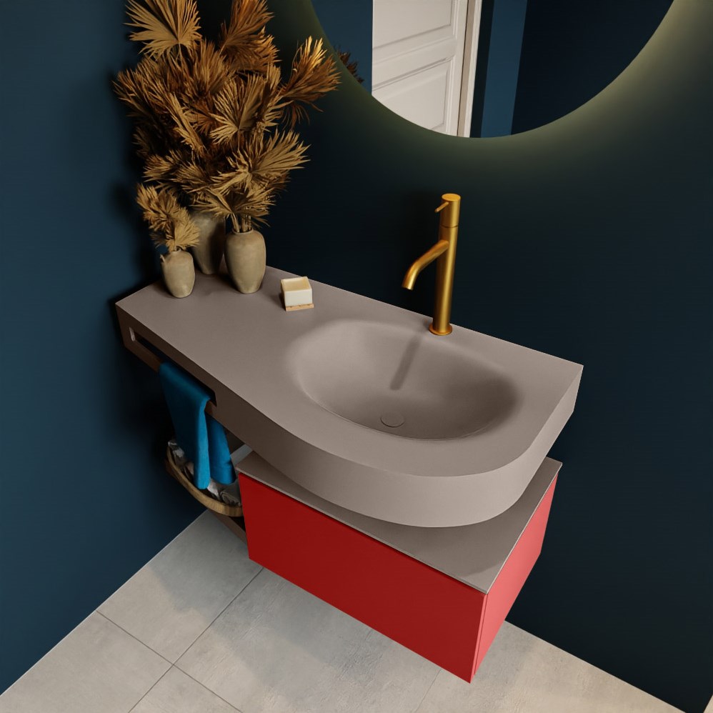 RIVA 100cm mueble de baño / estante color Fire con 1 cajón. Lavabo ...