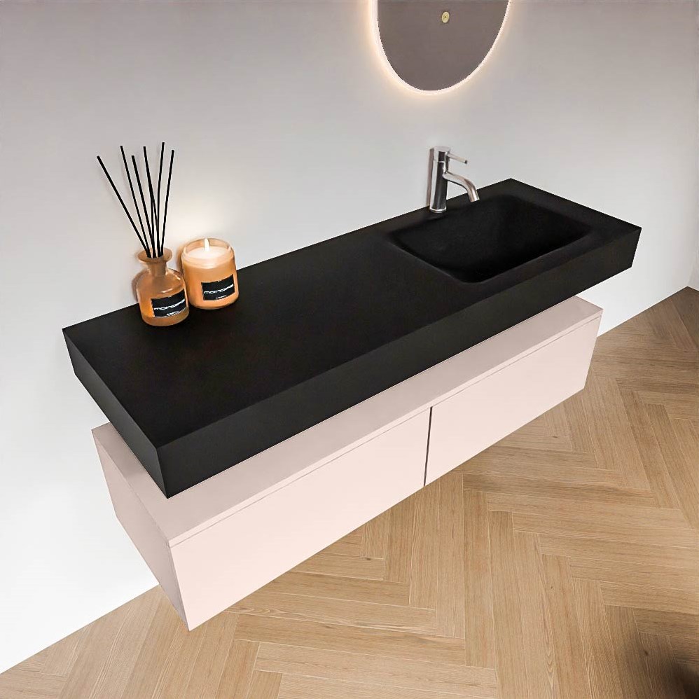 ALAN 140cm mueble de baño Rosee 2 cajones. Lavabo suspendido CLOUD ...